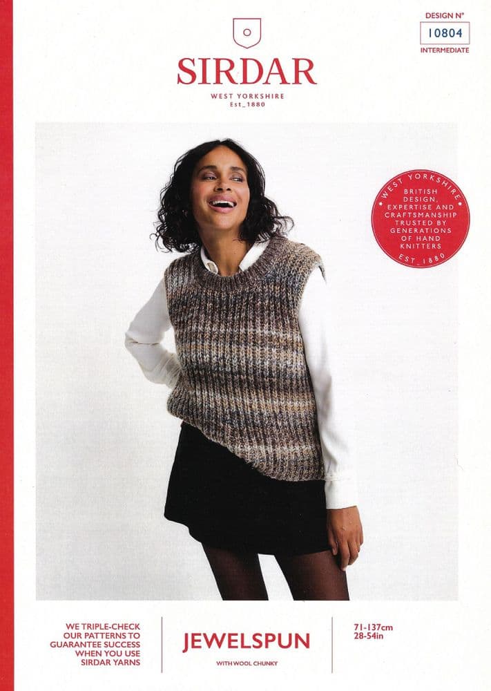 Sirdar Jewelspun Chunky Knitting Pattern - 10804 Ladies Tank Top