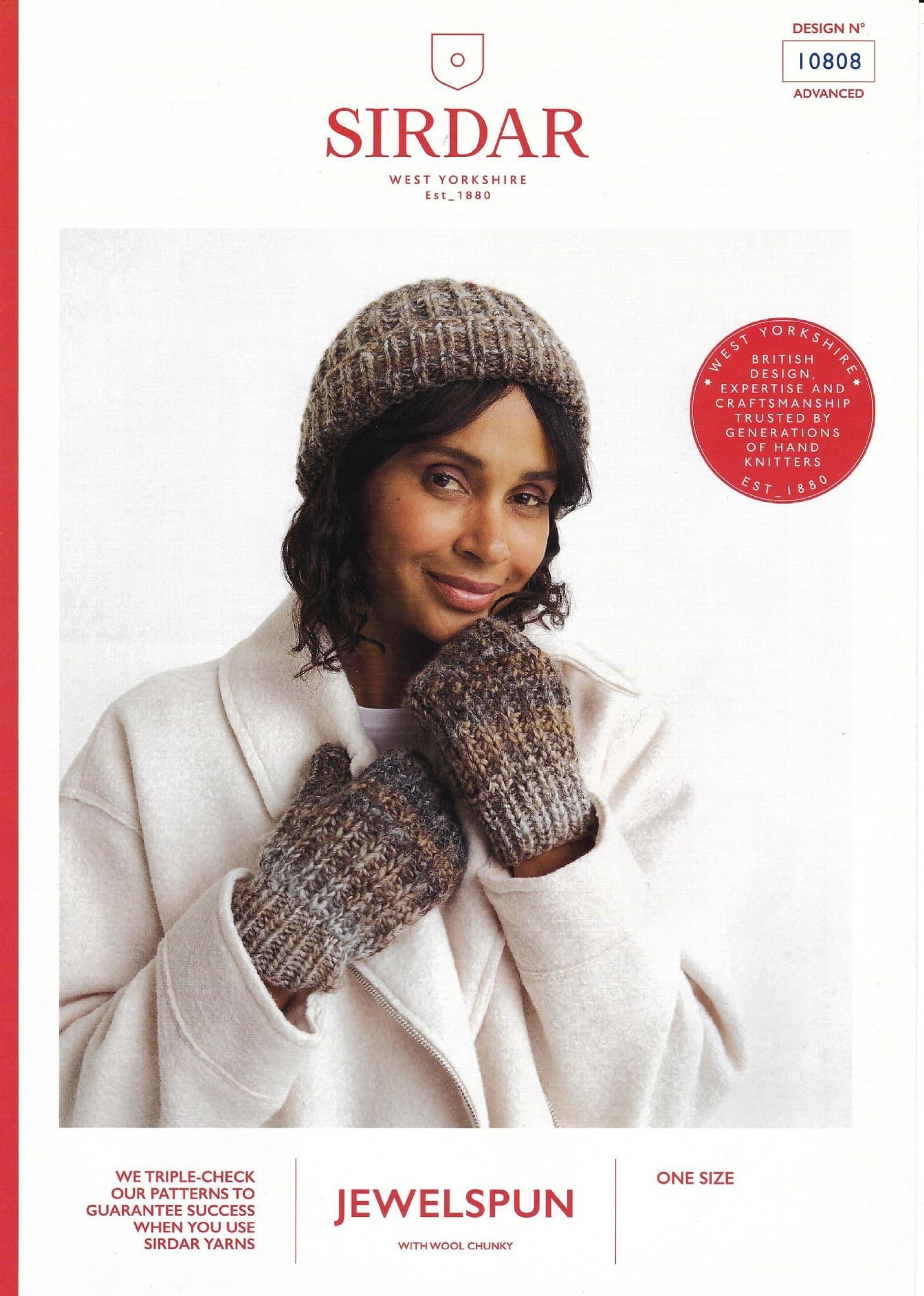 Sirdar Jewelspun Chunky Knitting Pattern - 10808 Ladies Hat & Mittens