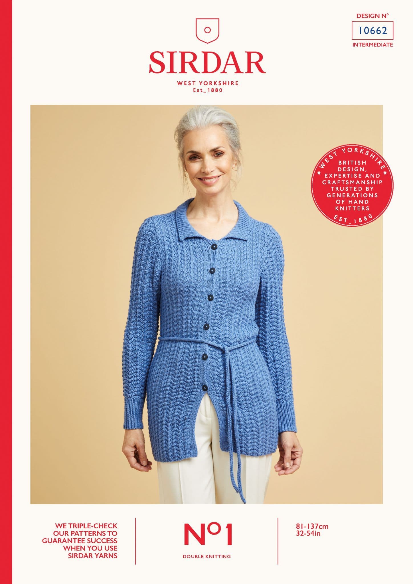 Sirdar No 1 Double Crepe - 10662 Cardigan Knitting Pattern