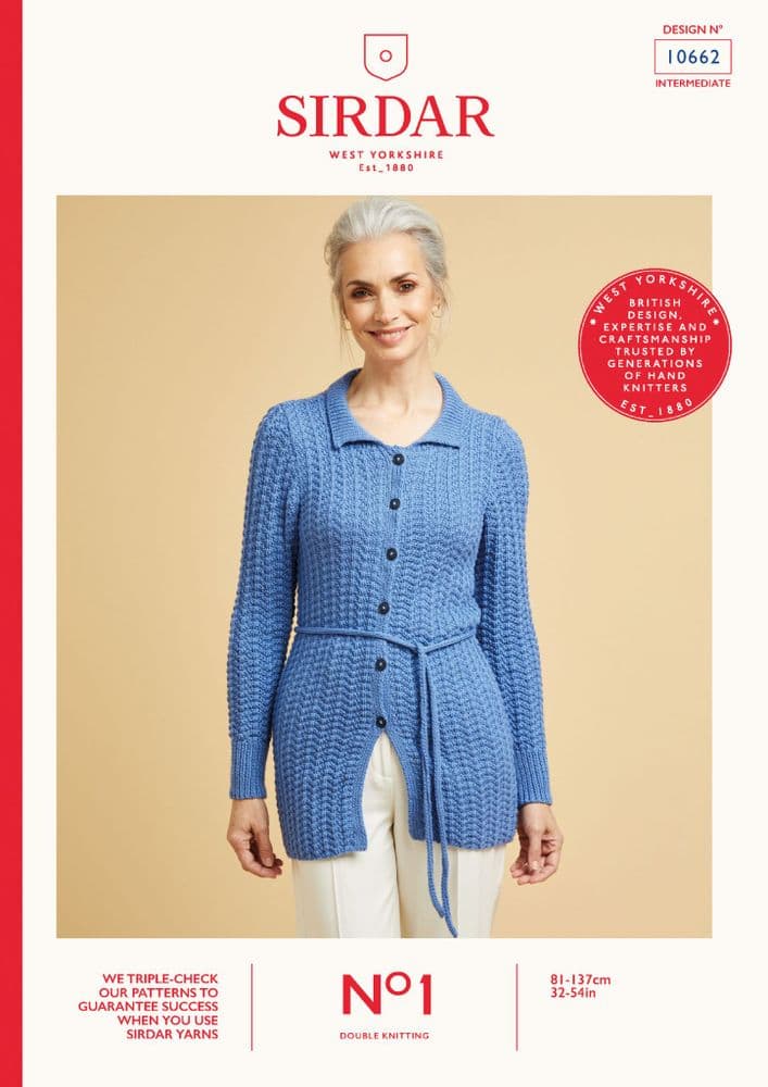 Sirdar No 1 Double Crepe - 10662 Cardigan Knitting Pattern