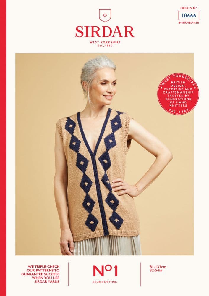 Sirdar No 1 Double Crepe - 10666 Tunic Vest Knitting Pattern