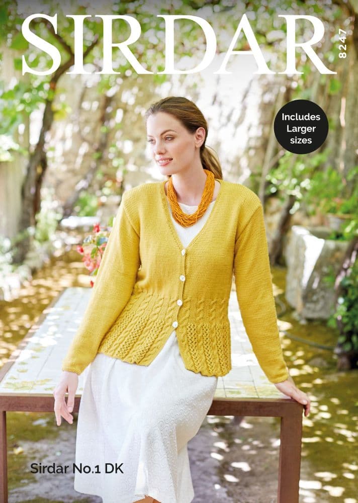 Sirdar No 1 Double Knit Crepe - 8247 Cardigan Knitting Pattern
