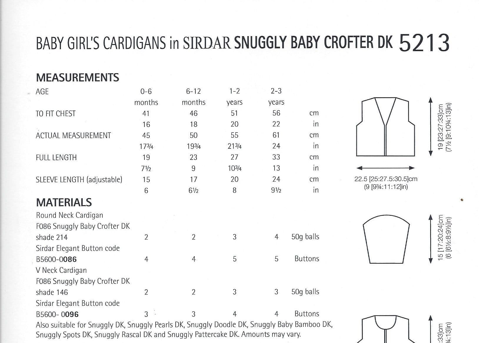 Sirdar Snuggly Baby Crofter DK - 5213 Cardigans Knitting Pattern