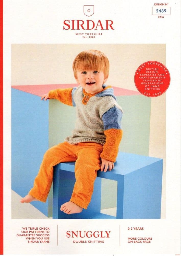 Sirdar Snuggly Baby DK - 5489 Hooded Sweater Knitting Pattern