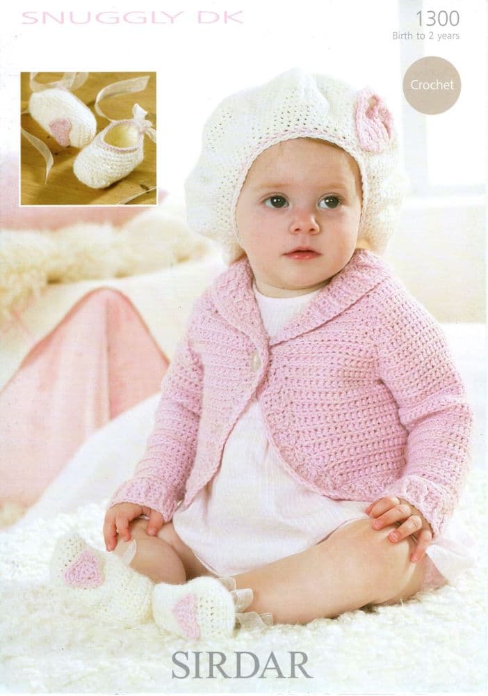 Sirdar Snuggly DK - 1300 Baby Cardigan Blanket & Shoes Crochet Pattern