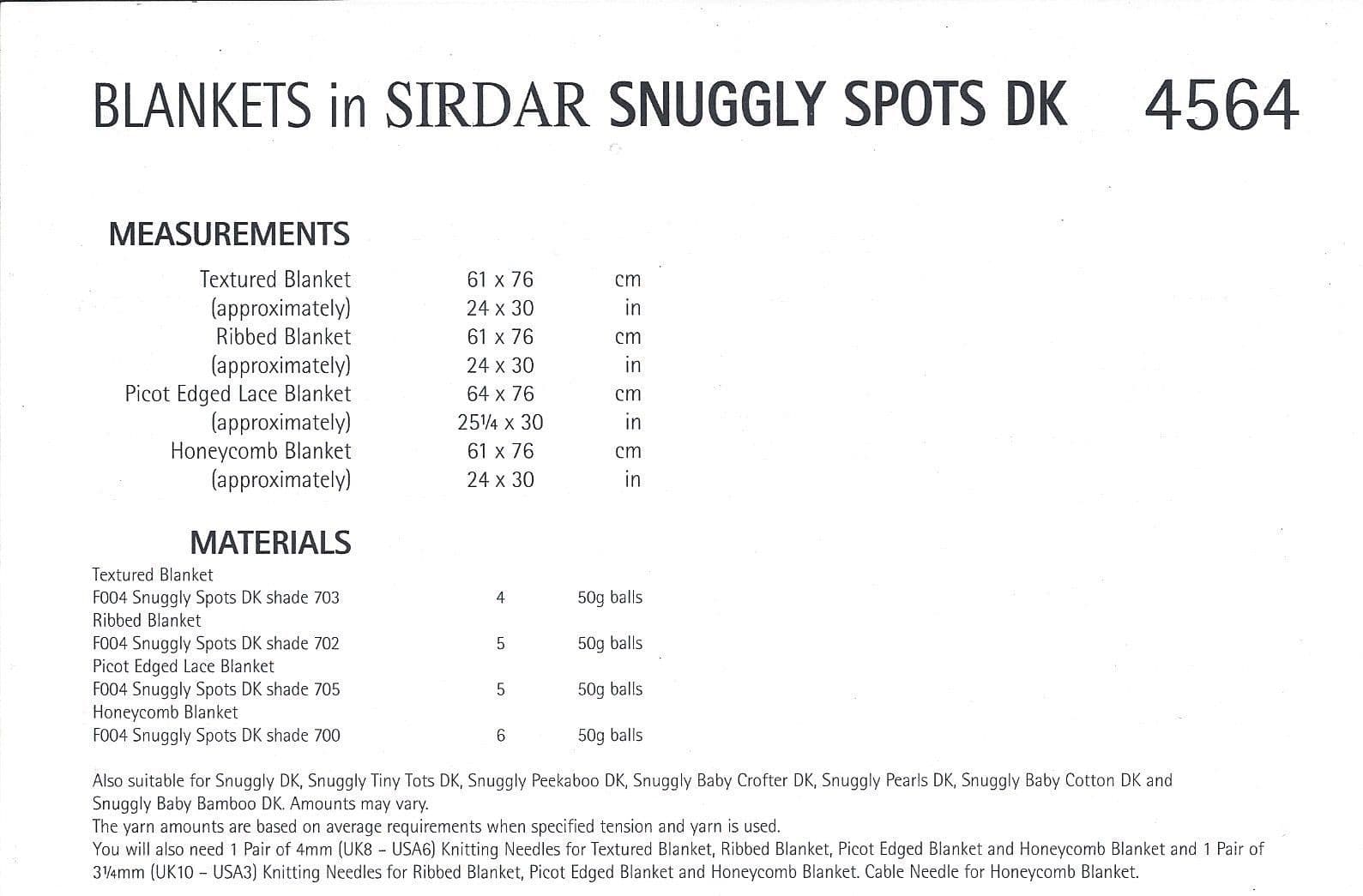 Sirdar Snuggly DK - 4564 Blankets Knitting Pattern