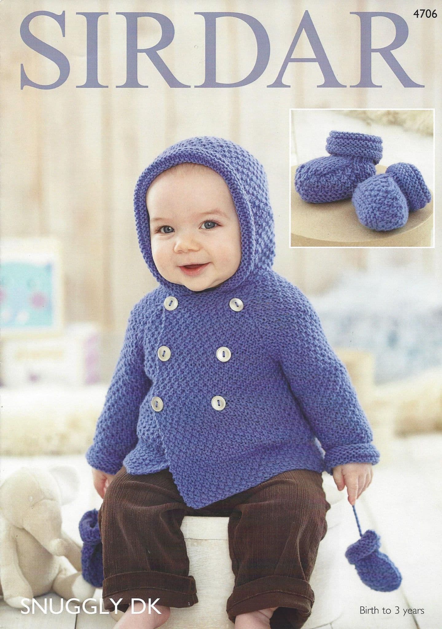 Sirdar Snuggly DK - 4706 Baby Boy s Coat Mittens & Botees Knitting Pattern