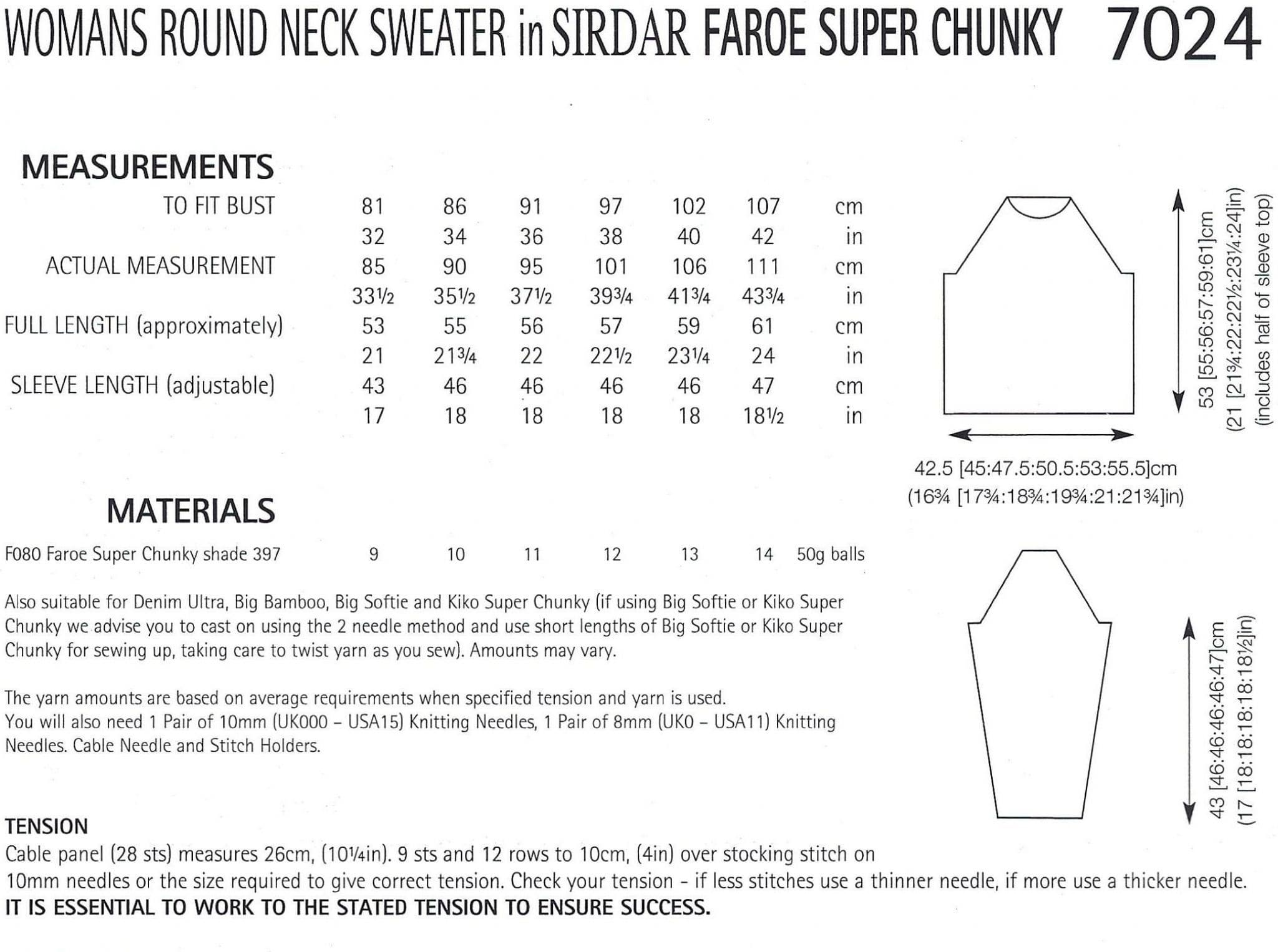 Sirdar Super Chunky Knitting Pattern - 7024 Jumper