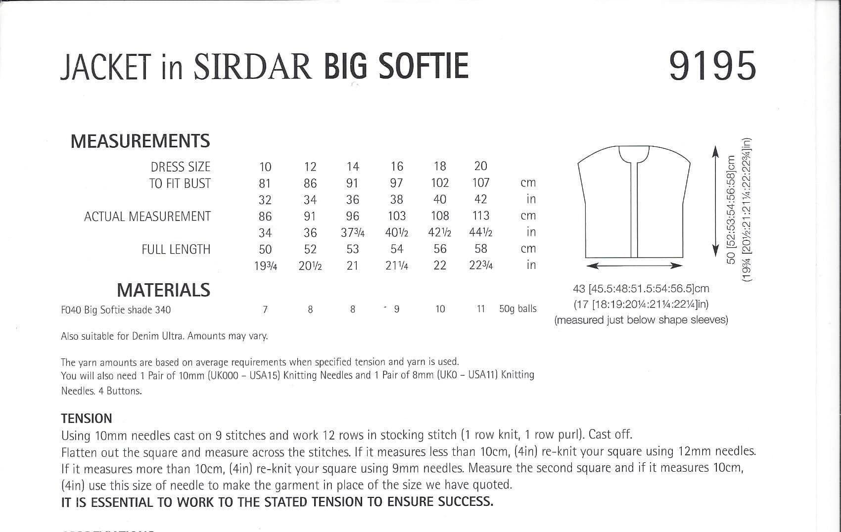 Sirdar Super Chunky Knitting Pattern - 9195 Ladies Jacket Easy Knit