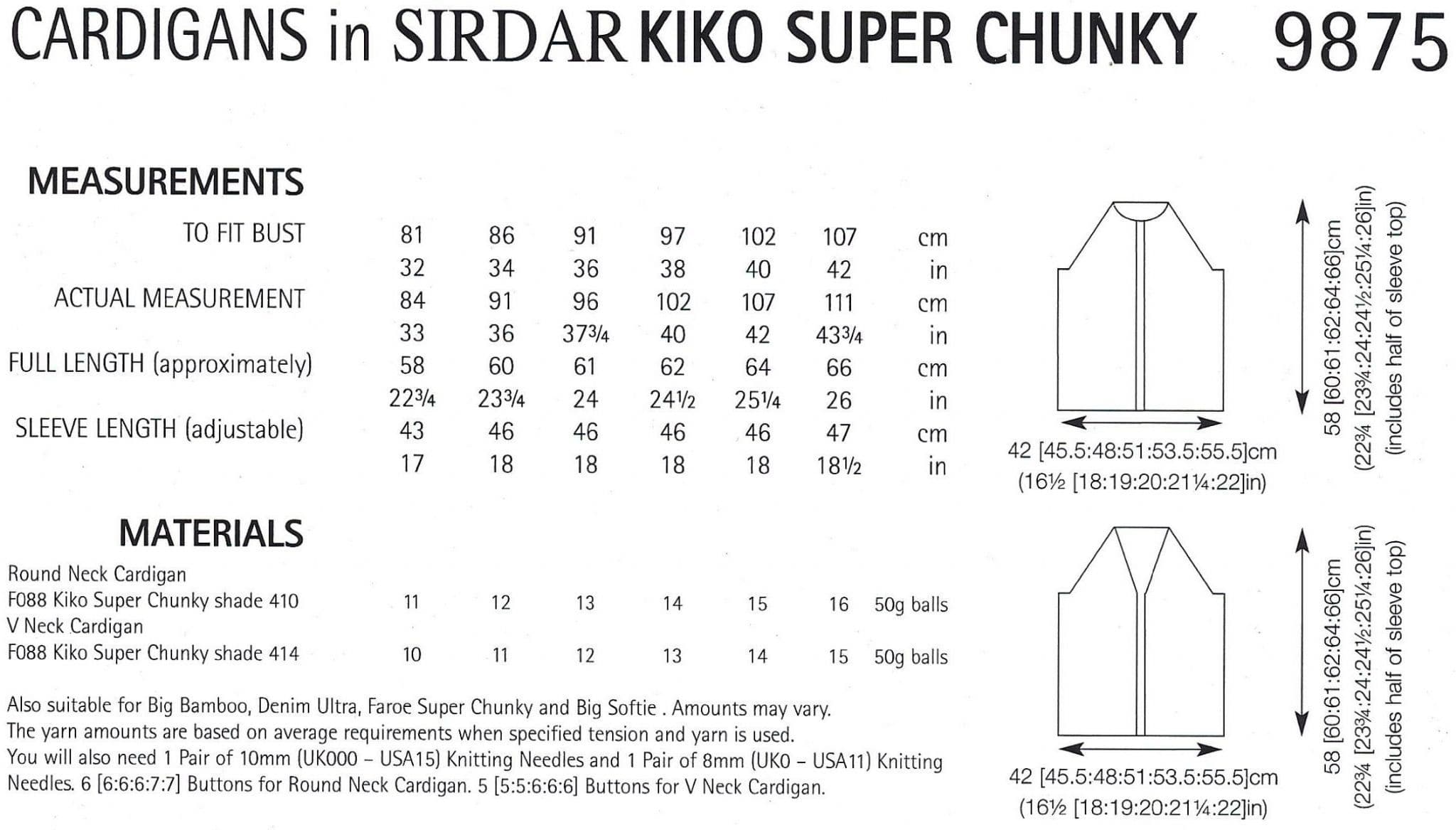 Sirdar Super Chunky Knitting Pattern - 9875 Cardigans
