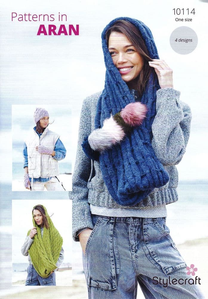 Stylecraft Aran Knitting Pattern - 10114 Ladies Slouch Hat Snood ...