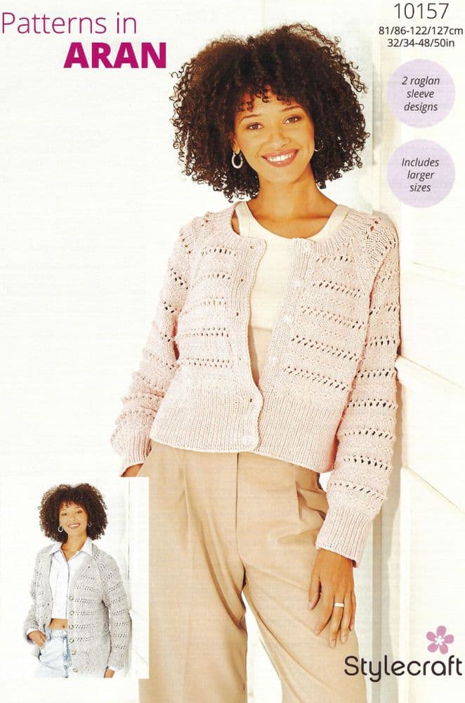 Stylecraft Aran Knitting Pattern - 10157 Ladies Cardigans 2 Designs
