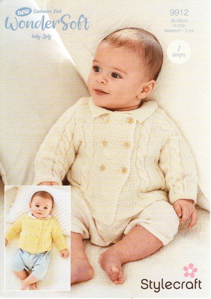 Stylecraft Baby 3 Ply Knitting Pattern - 9912 Baby Jackets