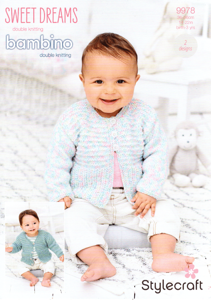 Stylecraft Baby DK Knitting Pattern - 9978 Cardigans 2 Designs