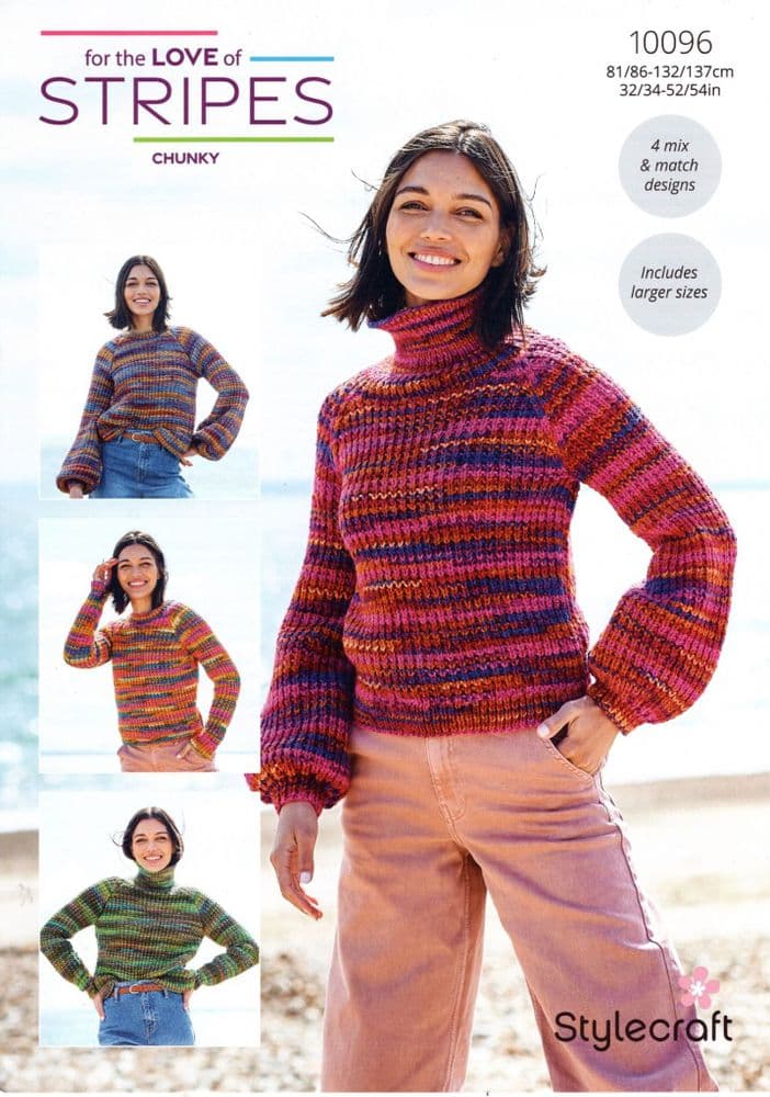 Stylecraft Chunky Knitting Pattern - 10096 Ladies Sweaters 4 Designs