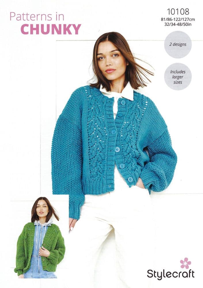 Stylecraft Chunky Knitting Pattern - 10108 Ladies Cardigans 2 Designs