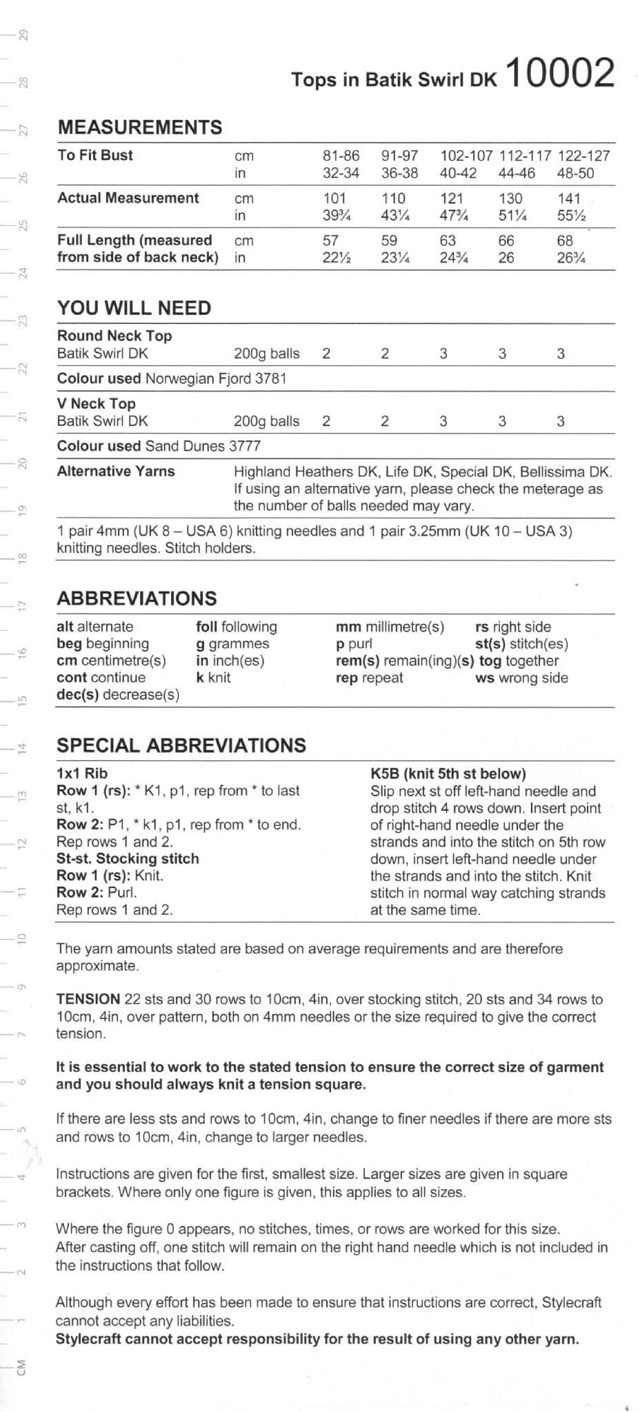 Stylecraft DK Knitting Pattern - 10002 Ladies Tank Tops