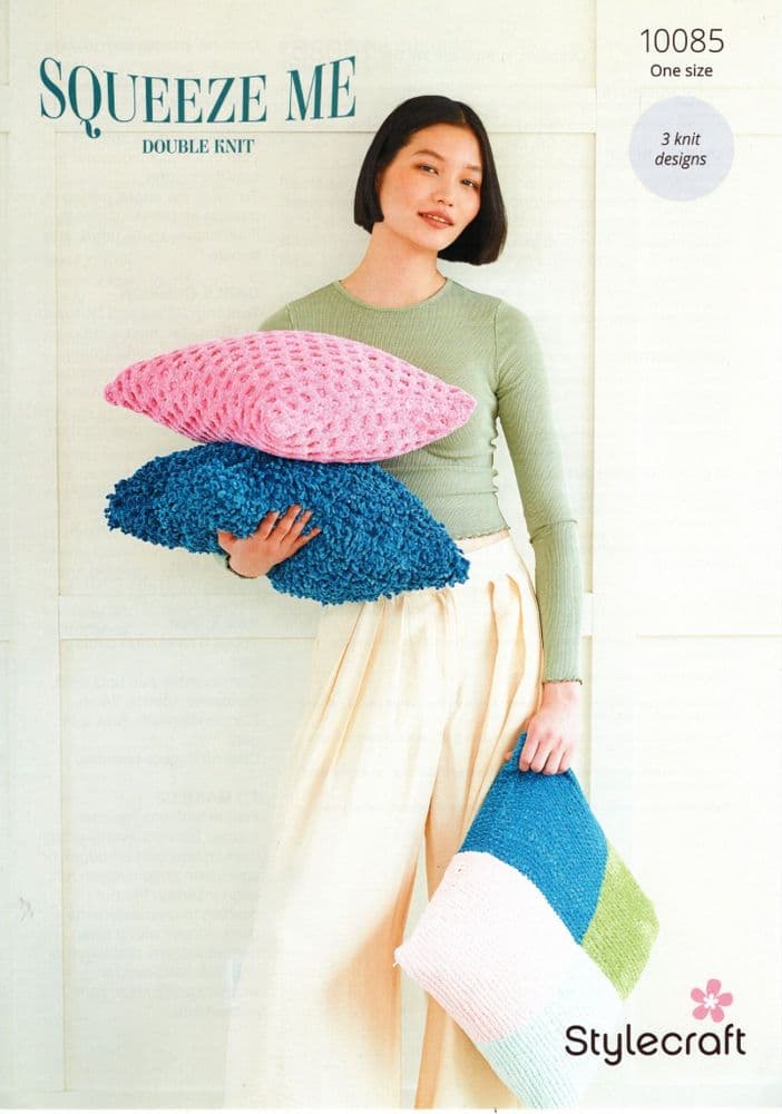 Stylecraft DK Knitting Pattern - 10085 Cushions 3 Knit Designs
