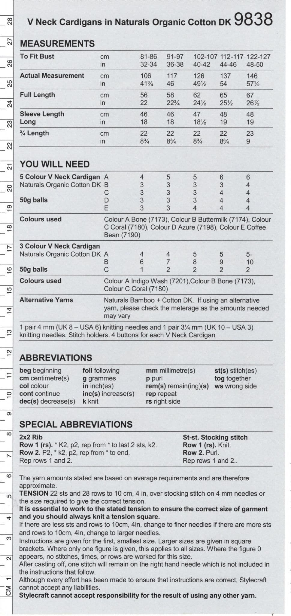 Stylecraft DK Knitting Pattern - 9838 Ladies Cardigans