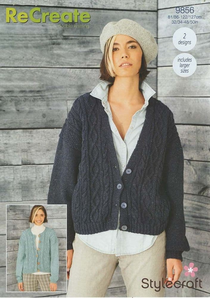 Stylecraft DK Knitting Pattern - 9856 Ladies Cardigans 2 Designs