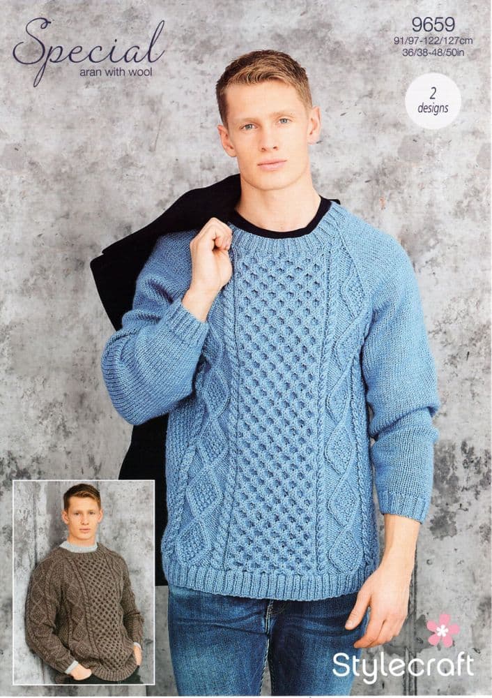 Stylecraft Special Aran Knitting Pattern - 9659 Men s Sweaters
