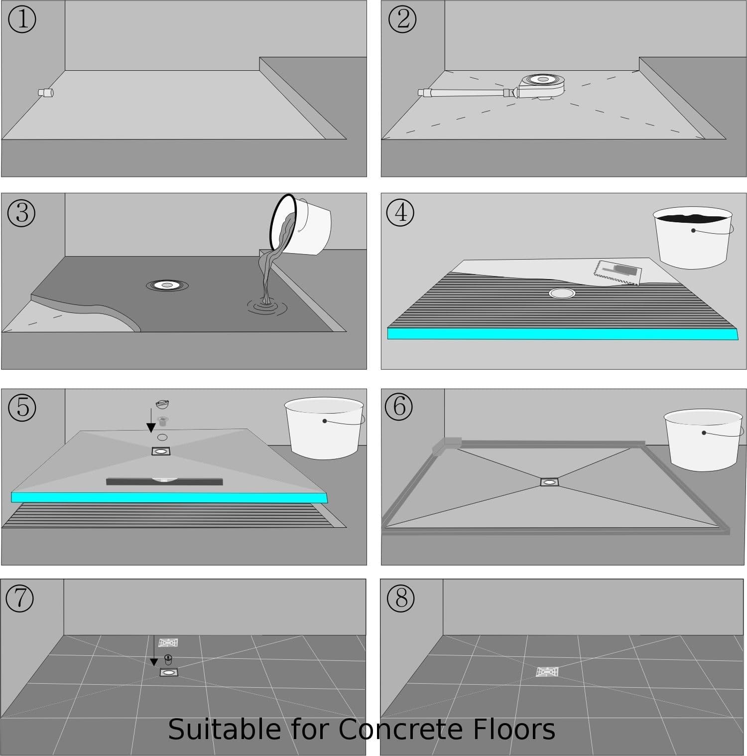 Linear Wet Room Shower Tray Kit Mapei