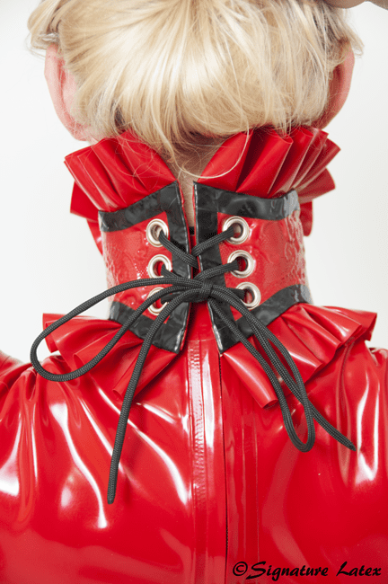 Latex lace frilled collar with D/ring post