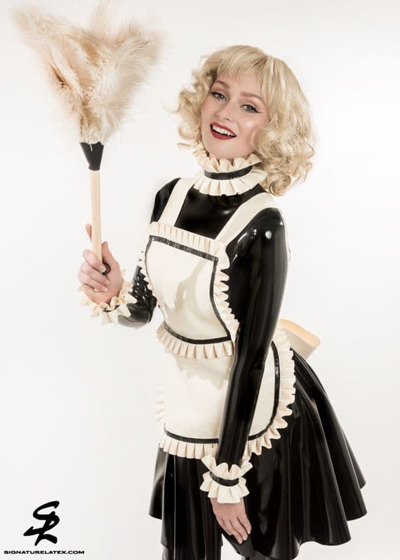 New cross over latex deluxe maids apron