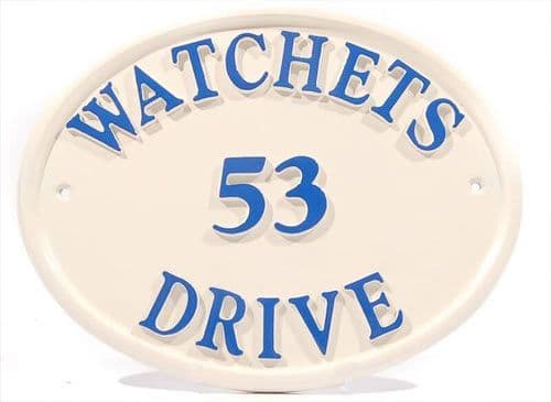 Cream Oval Shape Cast Aluminium House Sign | The Sign Maker Shop