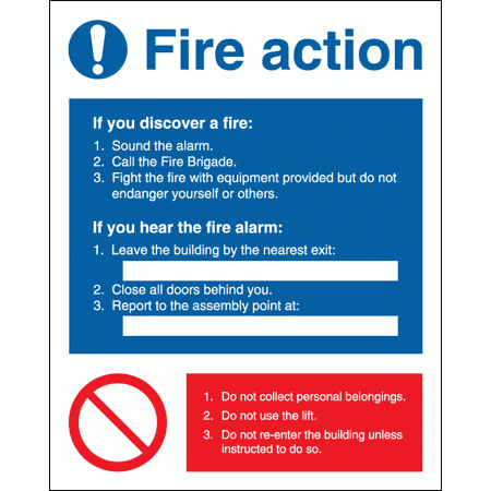 Fire Action Sign - If You Discover A Fire 5892