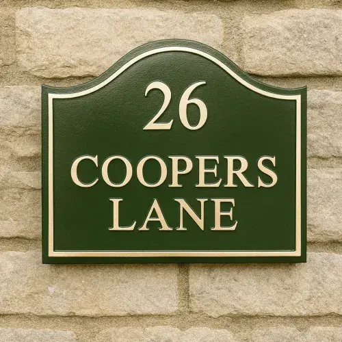 Hand Painted Large Domed Rectangular Cast Sign STDR5 - Up to 3 lines ...