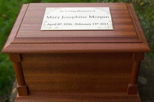 Mahogany Casket - Shaped Corners & Plaque | The Sign Maker Shop