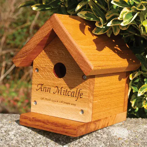 Oak Engraved Memorial Bird Box | The Sign Maker Shop