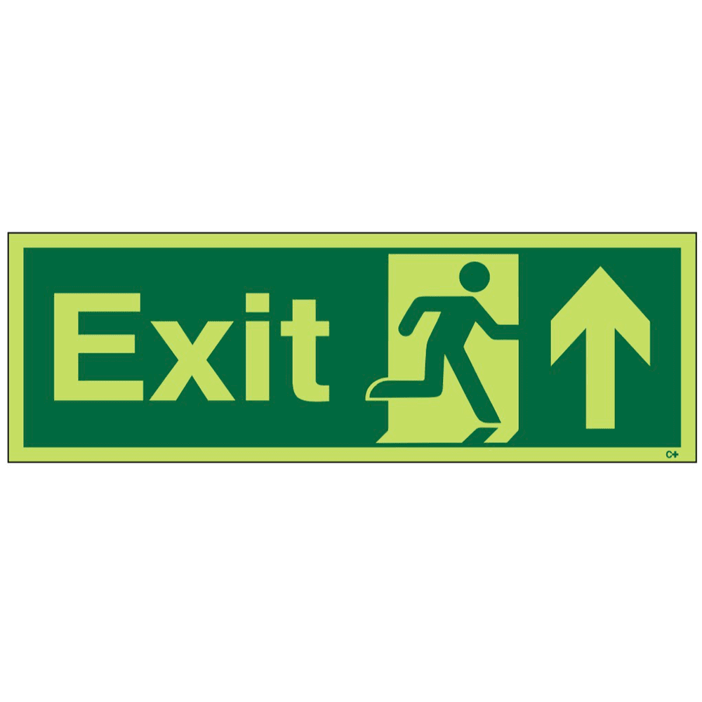 Photoluminescent Fire Exit Sign - CPPP - Exit Arrow Up