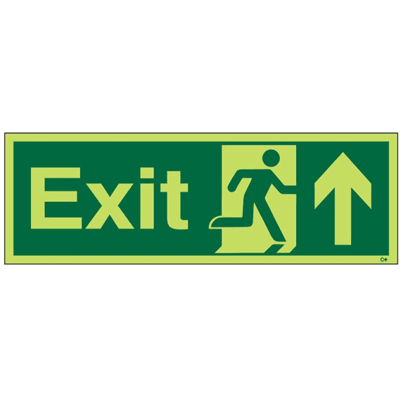 Photoluminescent Fire Exit Sign - CPPP - Exit Arrow Up