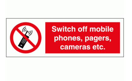 Switch off mobile phones, pagers, cameras etc. Sign - 8570 | The Sign Maker