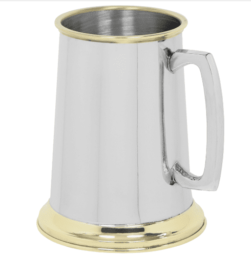 Modern Pewter Tankard with Brass Lip and Base| The Sign Maker Shop