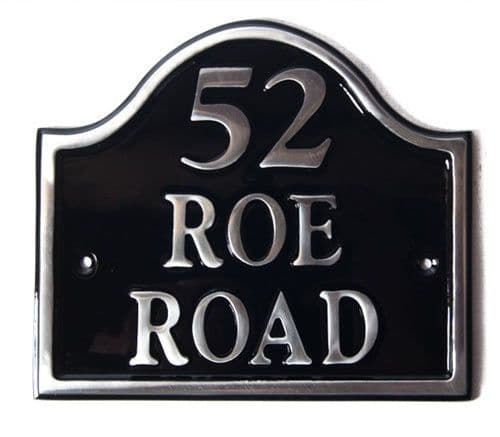 Polished Arch Top Cast Aluminium House Sign | The Sign Maker Shop