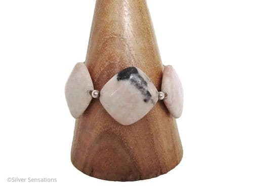 Chunky Pastel Pink & Grey Flamingo Jasper 'Diamonds' & Sterling Silver ...