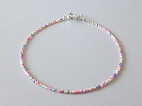 Multi Colours Rainbow Seed Bead Stacking Anklet | Holiday Stacking ...