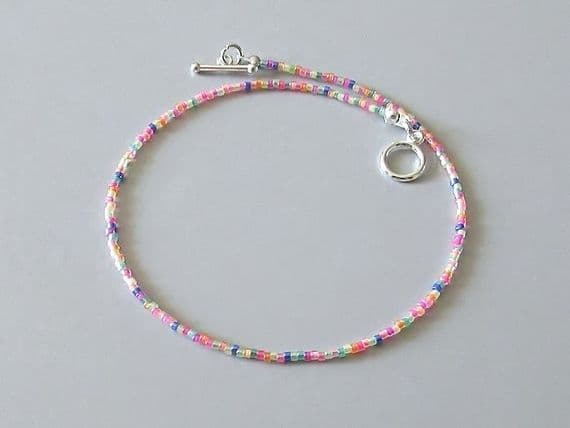 Multi Colours Rainbow Seed Bead Stacking Anklet | Holiday Stacking ...