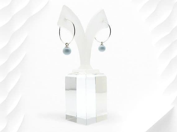 Pastel Powder Blue Pearl Drops Hoop Earrings - June Birthstone ...