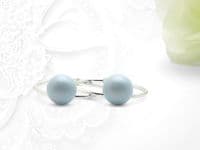 Pastel Powder Blue Pearl Drops Hoop Earrings - June Birthstone ...