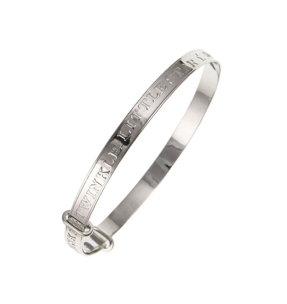 Large Child's Silver 'Twinkle Twinkle' Expanding Bangle