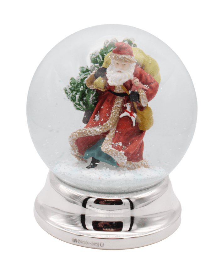 Santa Sterling Silver Christmas Snow Globe.