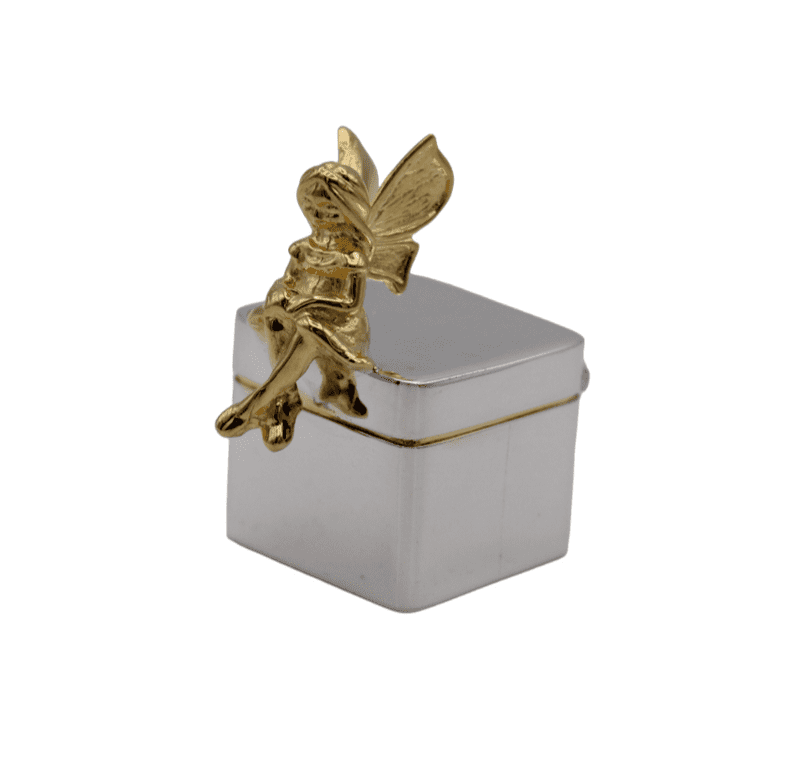 Sterling Silver Seated Gold Fairy first tooth box.
