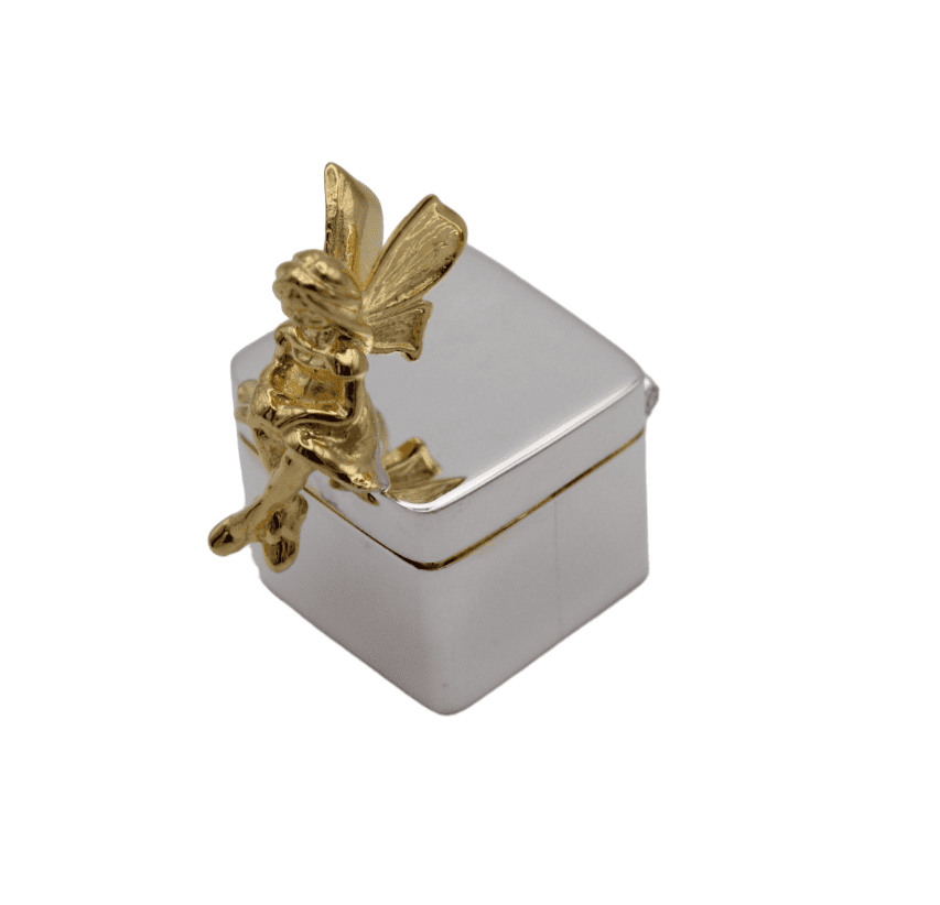 Sterling Silver Seated Gold Fairy first tooth box.