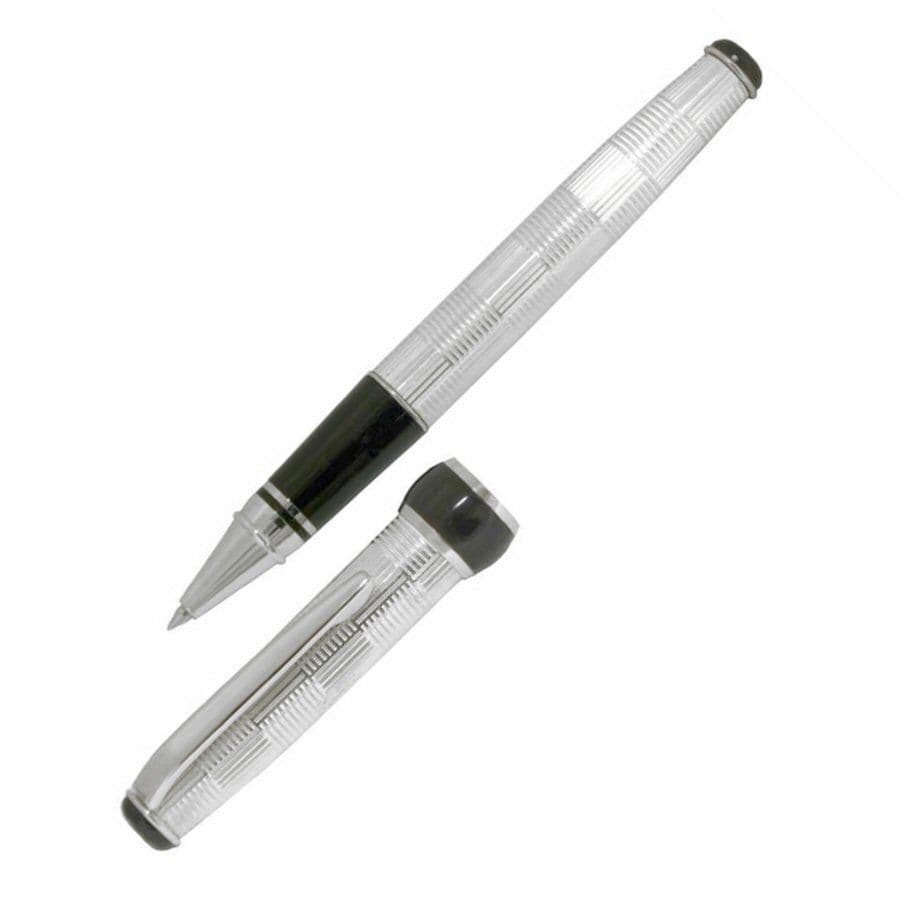 Silver Rollerball Pen - Via Roma Geometric | Engraved Pens | Silver Pen