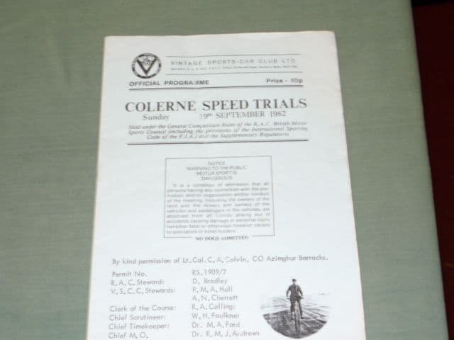 COLERNE Speed Trials 1982 19 Sept VSCC