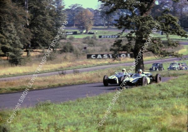Cooper Climax of Brabham & Moss Oulton Park Gold Cup F1 1959 colour photo B